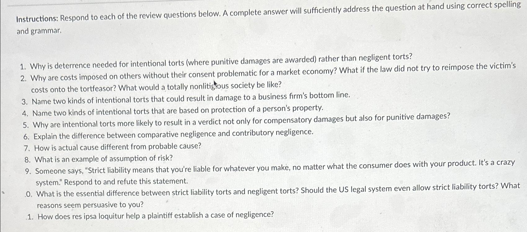 Solved Instructions: Respond to each of the review questions | Chegg.com