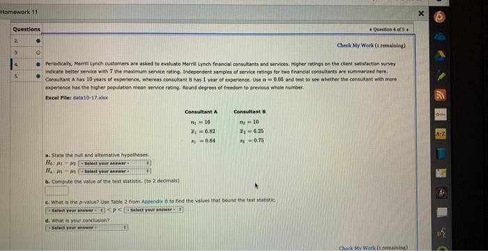 Solved Hom ework 11 Questions 4 Question 4 ef 5 Check My | Chegg.com