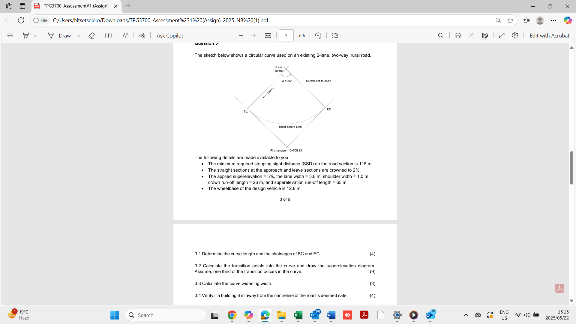 Solved The sketch below shows a circular curve used on an | Chegg.com