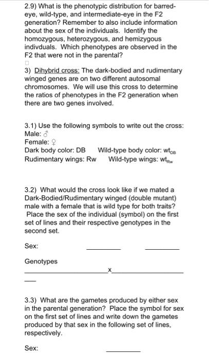 Solved 2.9) What is the phenotypic distribution for | Chegg.com