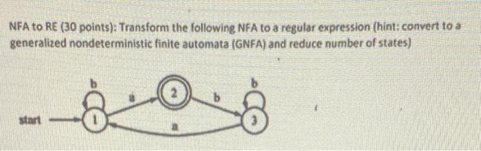 Solved NFA to RE ( 30 points): Transform the following NFA | Chegg.com