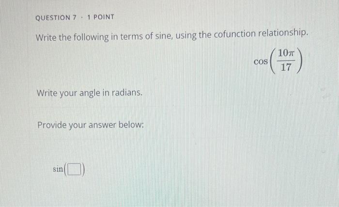 Solved Write the following in terms of sine, using the | Chegg.com