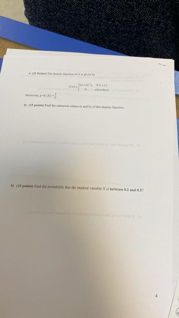 Solved (25 ﻿Points) ﻿The density fuaction of x ﻿is given | Chegg.com