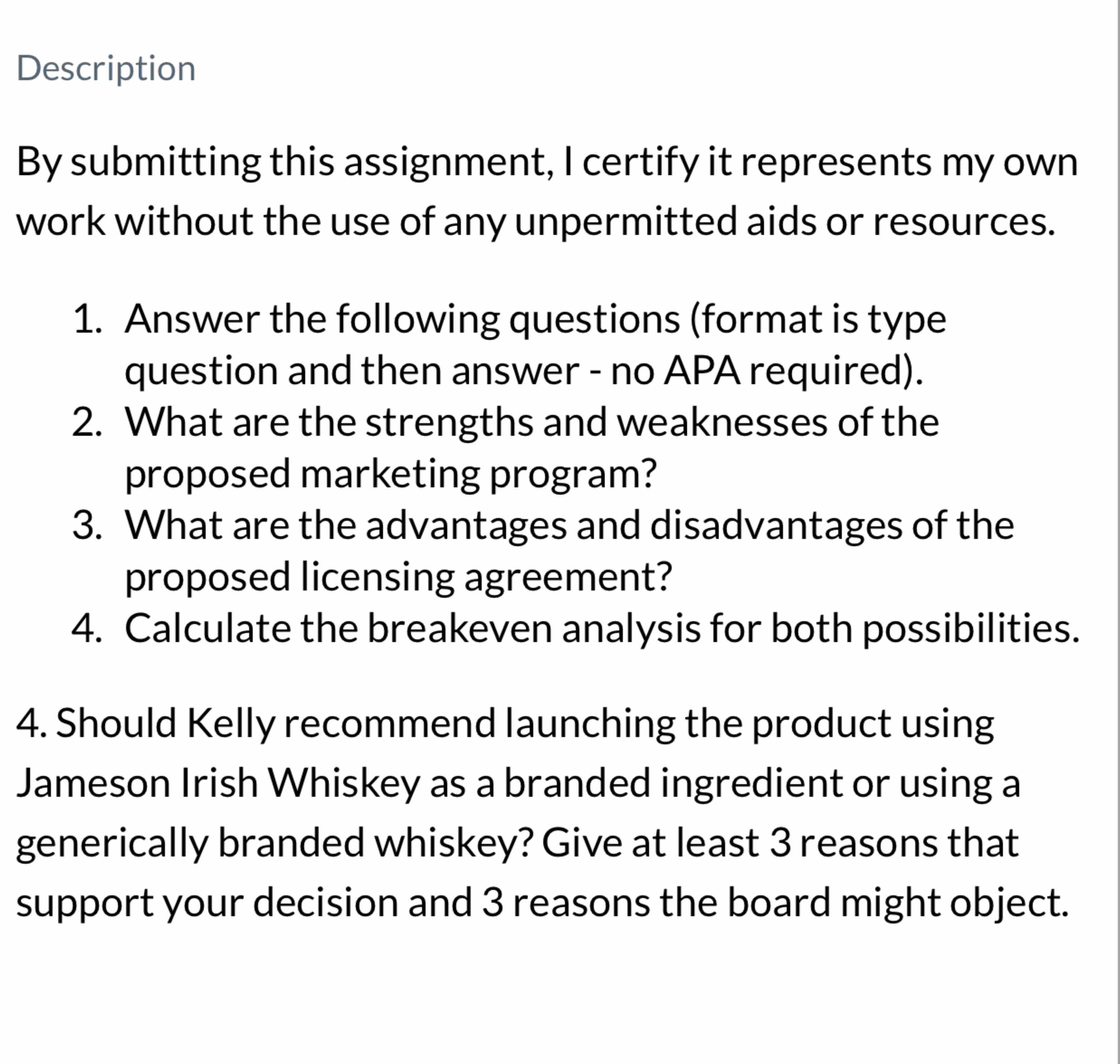 Solved DescriptionBy submitting this assignment, I certify | Chegg.com