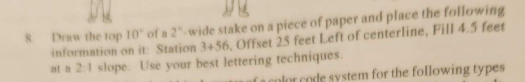 8. Praw the top 10" of a 2"-wide stake on a piece of | Chegg.com