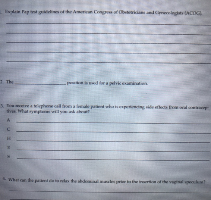 Solved 1. Explain Pap test guidelines of the American | Chegg.com
