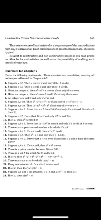 Solved Constructive Versus Non-Constructive Proofs 155 This | Chegg.com