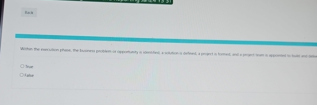 Solved Within the execution phase, the business problem or | Chegg.com