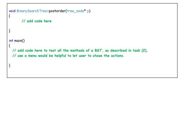 Solved Lab tasks: Given a sample Binary Search Tree C++ | Chegg.com