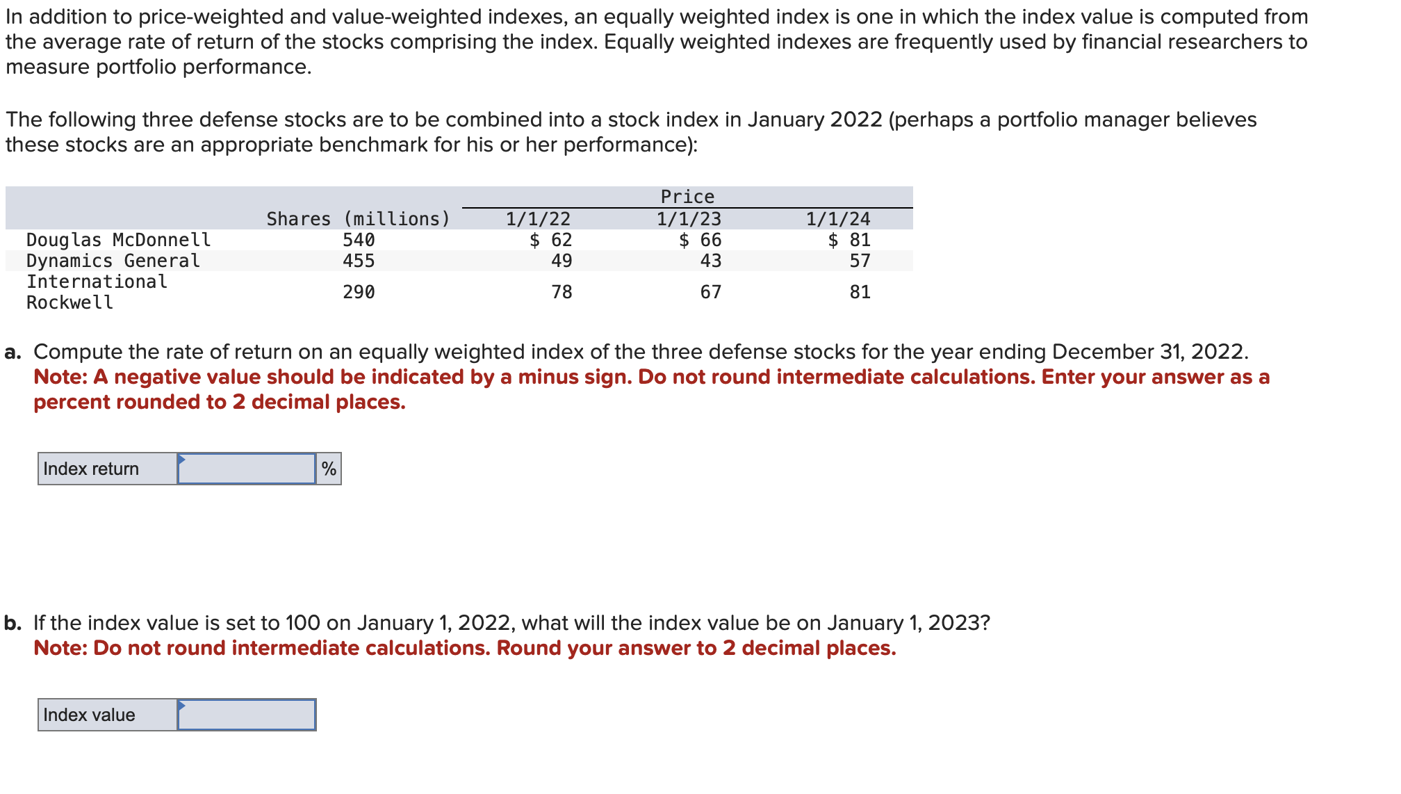 Solved In addition to price-weighted and value-weighted | Chegg.com