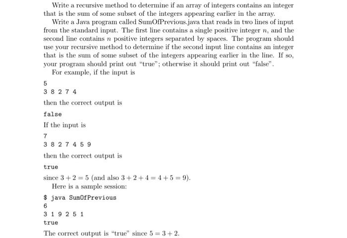 Solved Write a recursive method to determine if an array of | Chegg.com