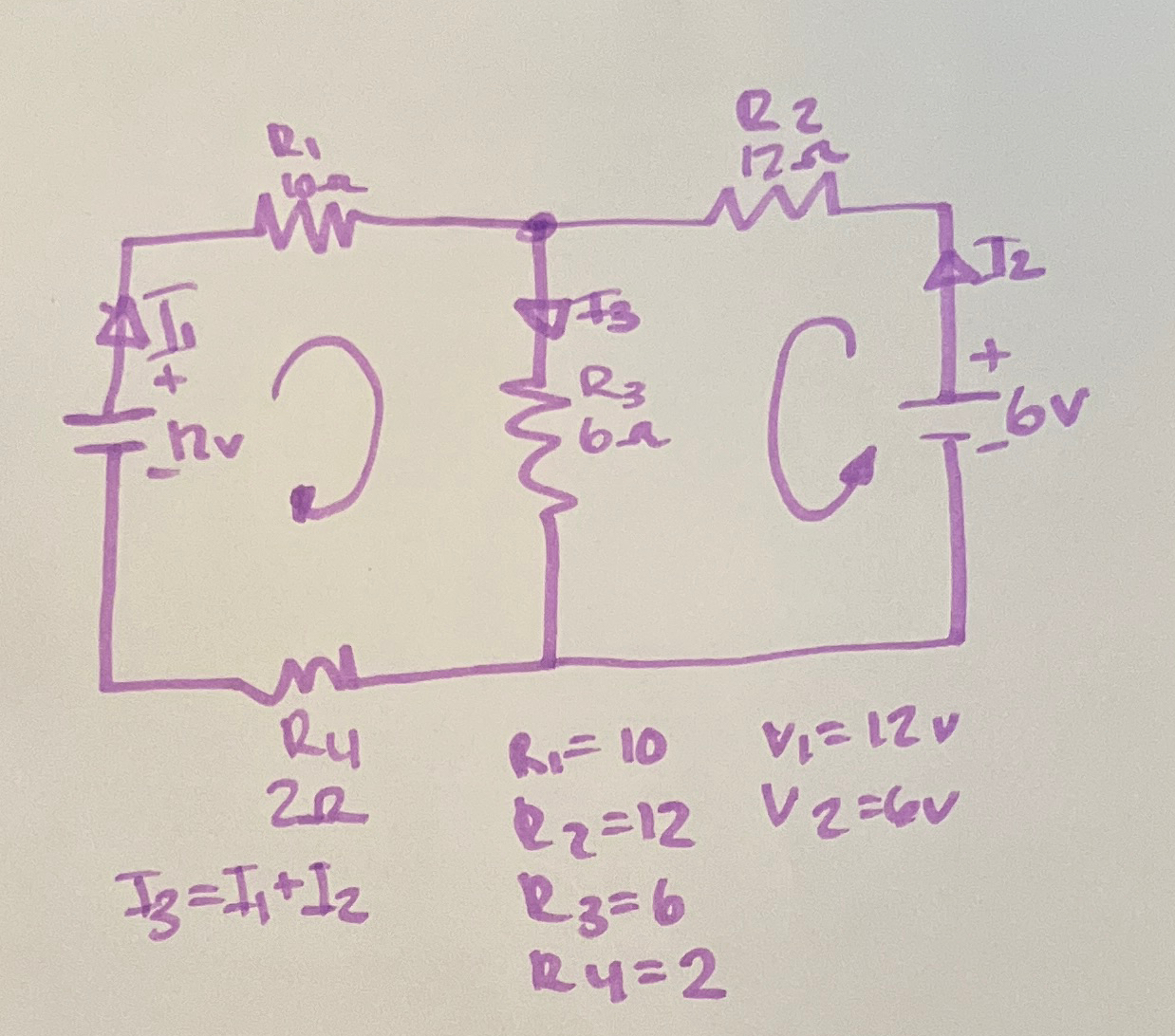 Please help:Determine the current in I1 ﻿I2 ﻿and I3 | Chegg.com