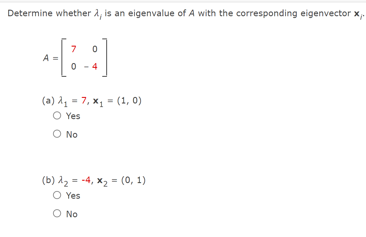 Solved Determine whether λi ﻿is an eigenvalue of A with the | Chegg.com