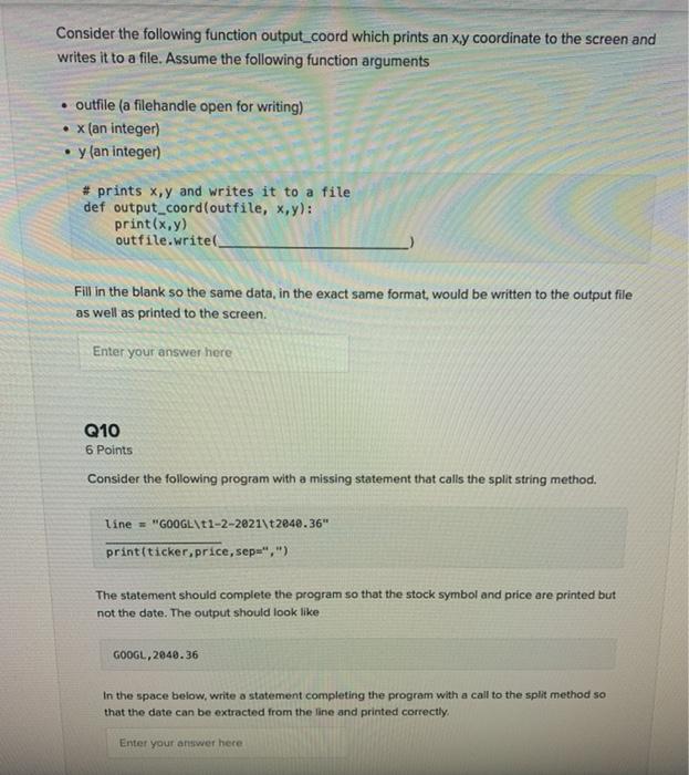 Solved Consider the following function output_coord which | Chegg.com