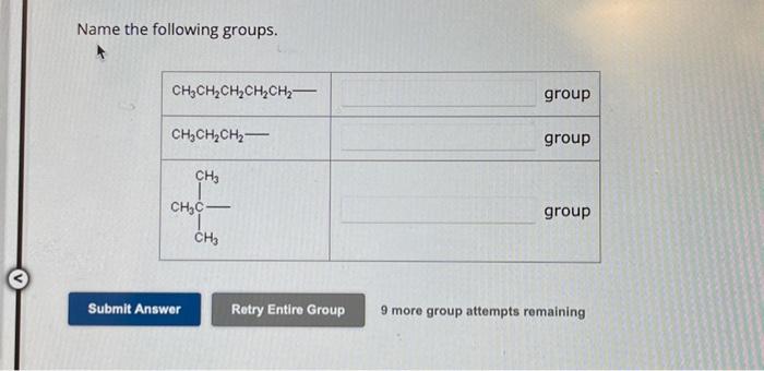 Solved Name the following groups. 9 more group attempts | Chegg.com