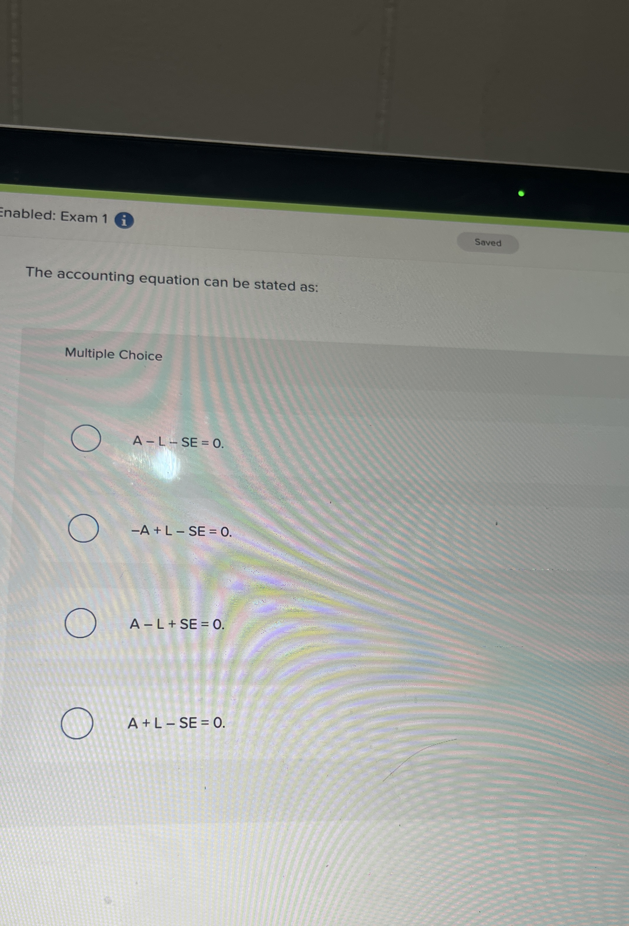 Enabled: Exam 1SavedThe accounting equation can be | Chegg.com