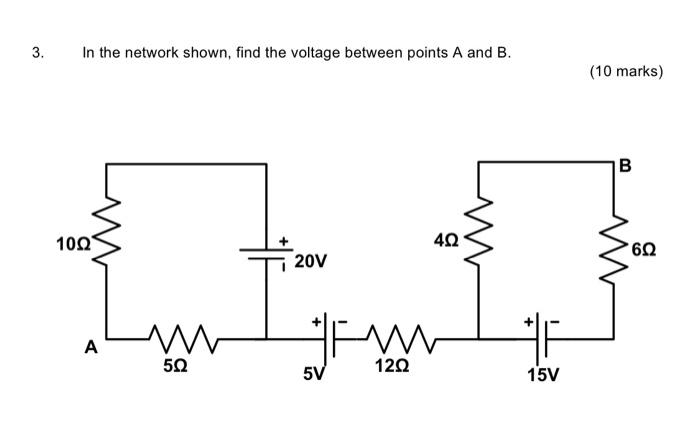 Solved In the network shown, find the voltage between points | Chegg.com