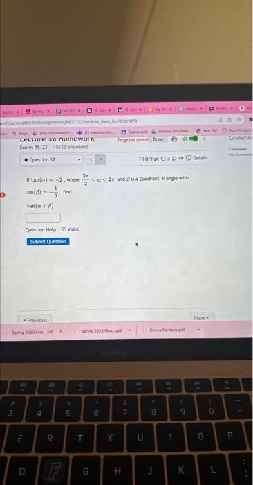 Solved If \\( \\tan (\\alpha)=-2 \\), where \\( \\frac{3 | Chegg.com