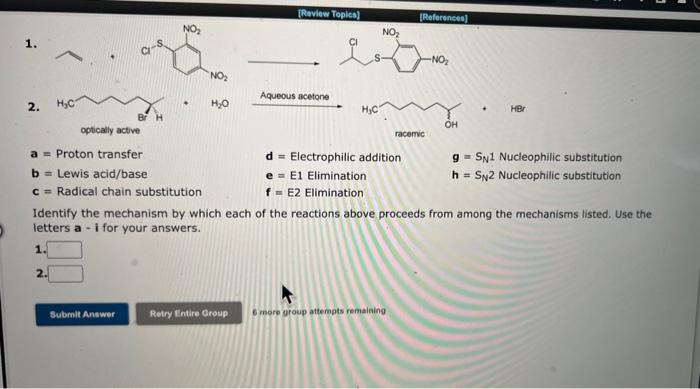 Solved 1. 2. a= Proton transfer d= Electrophilic addition | Chegg.com