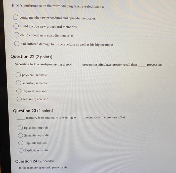Solved H. M.'s performance on the mirror-tracing task | Chegg.com