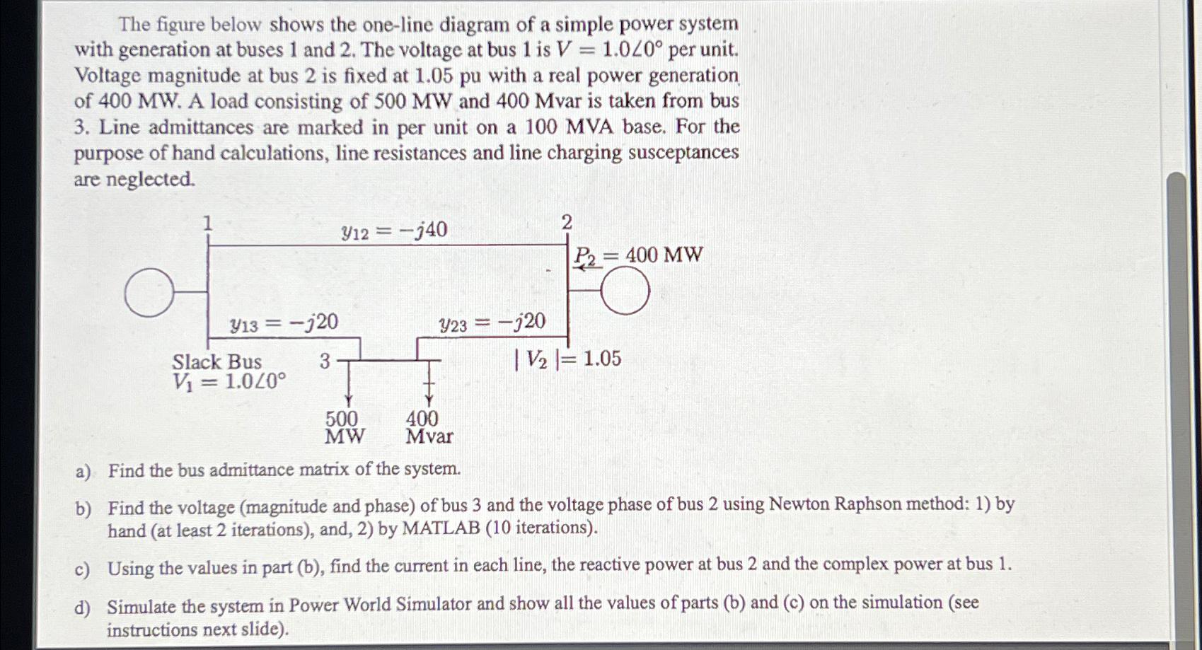 The figure below shows the one-line diagram of a | Chegg.com