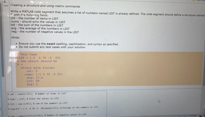 4 24 Creating A Structure And Using Matrix Commands