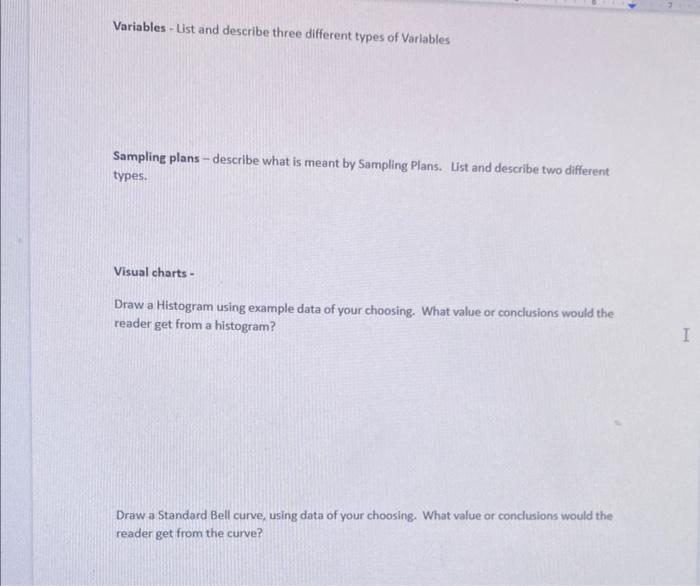Variables - List and describe three different types | Chegg.com