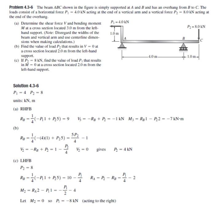 Solved Problem 4.3-6 The beam ABC shown in the figure is | Chegg.com