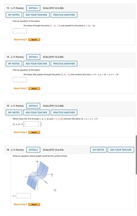 Solved 13. 1-1 Points DETAILS SCALCETS 12.5.028 MY NOTES ASK | Chegg.com Solved 13. 1-1 Points DETAILS SCALCETS 12.5.028 MY NOTES ASK | Chegg.com