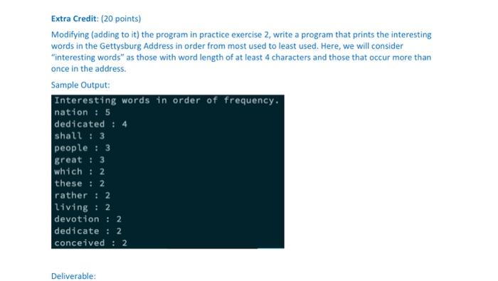 Extra Credit: (20 points) Modifying (adding to it) | Chegg.com