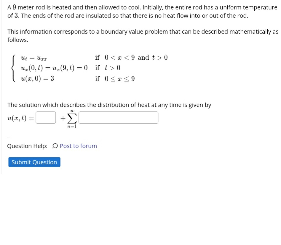 Solved A 9 ﻿meter rod is heated and then allowed to cool. | Chegg.com