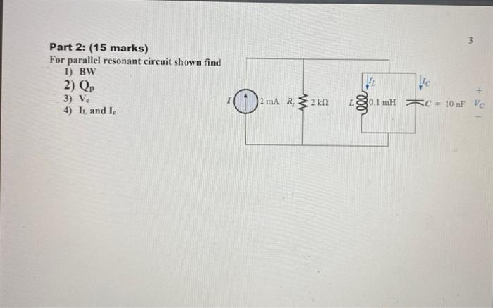 Solved part 1: (15 marks) a. Find the value of XC for | Chegg.com
