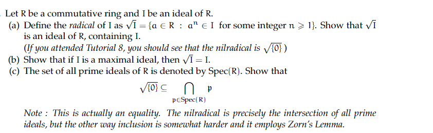 Solved Let R ﻿be a commutative ring and I be an ideal of | Chegg.com