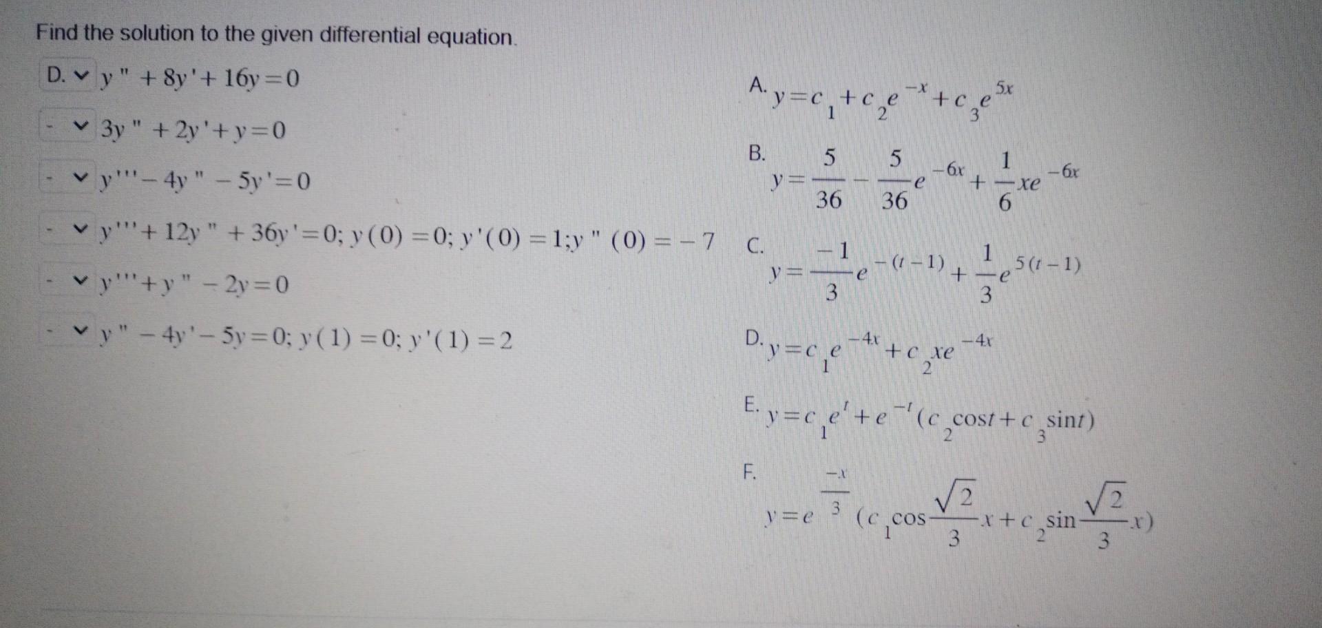 Solved Find the solution to the given differential equation. | Chegg.com