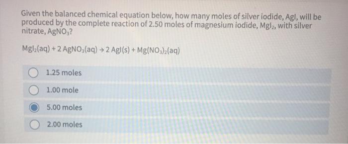 Solved Given the balanced chemical equation below, how many | Chegg.com