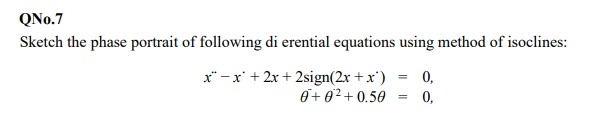 Solved QNo. 7Sketch the phase portrait of following di | Chegg.com