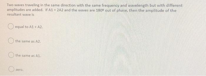 Solved Two waves traveling in the same direction with the | Chegg.com