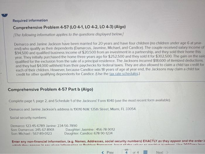 Required information Comprehensive Problem 4-57 (LO | Chegg.com