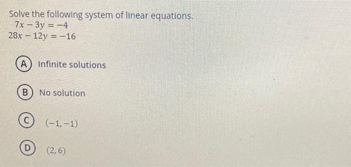 Solved Solve the following system of linear equations. 7x-3y | Chegg.com