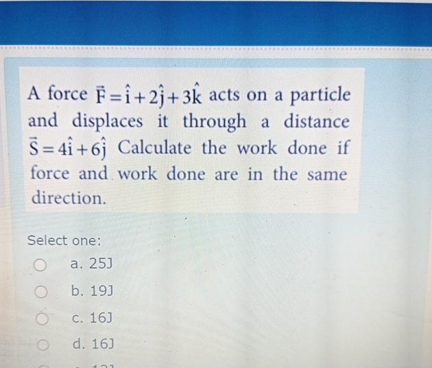 Solved A force vec(F)=hat(i)+2hat(j)+3hat(k) ﻿acts on a | Chegg.com