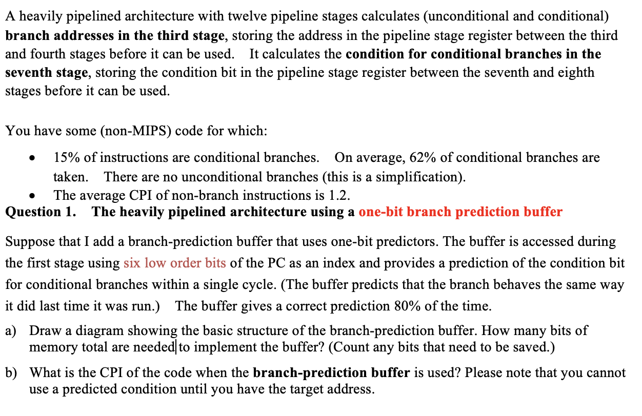 A heavily pipelined architecture with twelve pipeline | Chegg.com