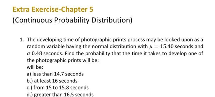 Solved Extra Exercise-Chapter 5 (Continuous Probability | Chegg.com