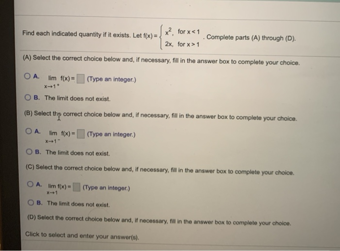 Solved Find each indicated quantity if it exists. Let f(x) = | Chegg.com