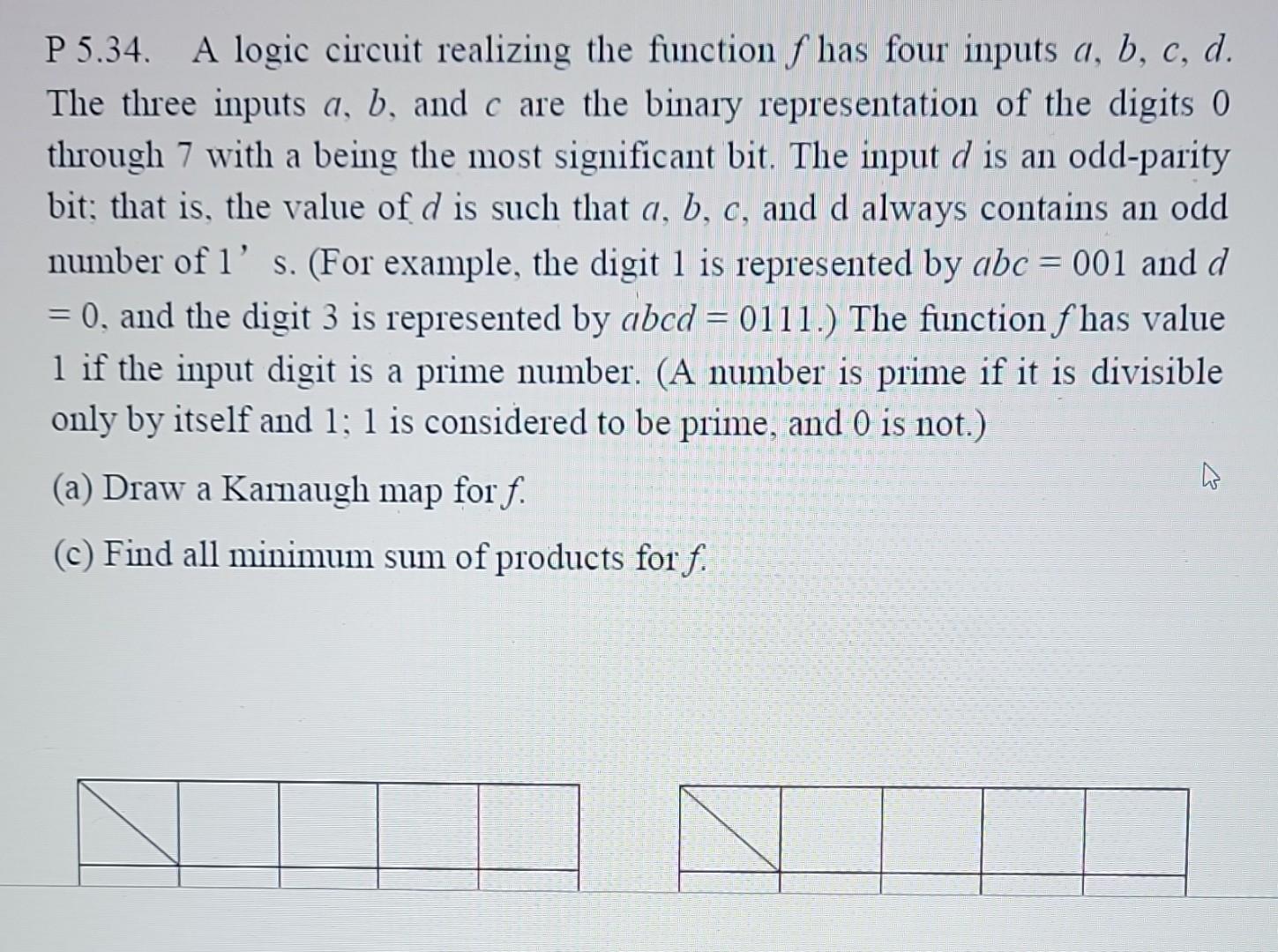 Solved P 5.20. Use Karnaugh maps to find all possible | Chegg.com