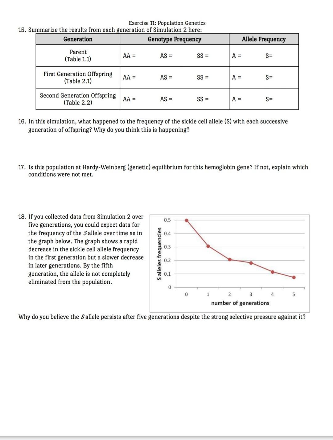 Solved Exercise 11: Population Genetics SIMULATION 3 - | Chegg.com