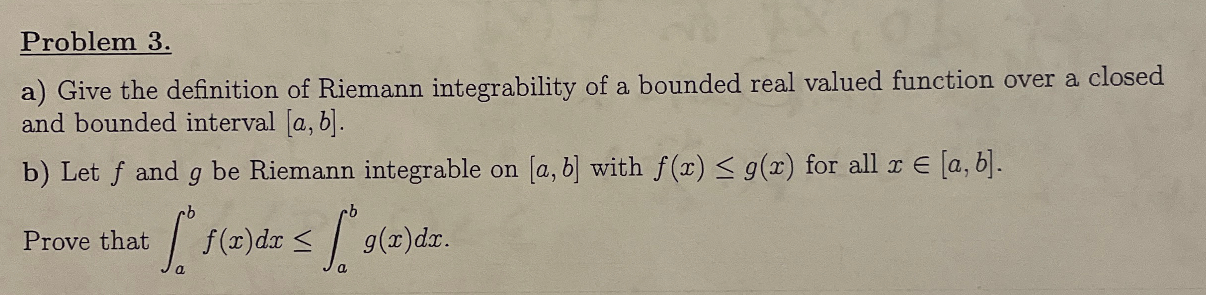 Problem 3.a) ﻿Give the definition of Riemann | Chegg.com