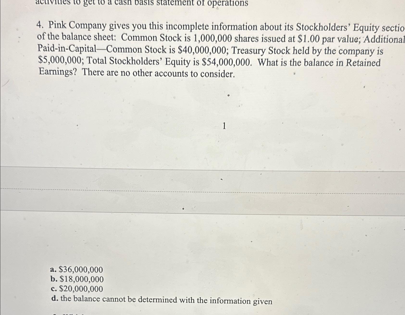 Solved Pink Company gives you this incomplete information | Chegg.com