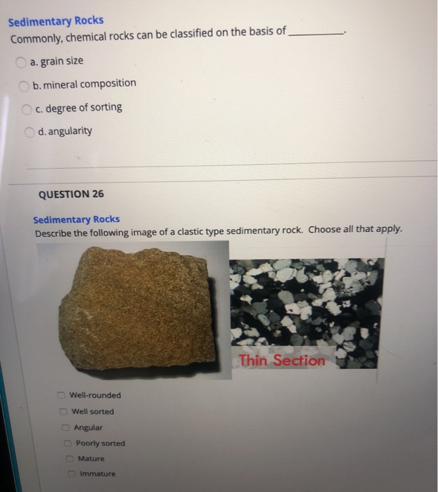 Solved Sedimentary Rocks Commonly, chemical rocks can be | Chegg.com