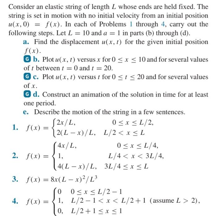 Solved Consider an elastic string of length L whose ends are | Chegg.com