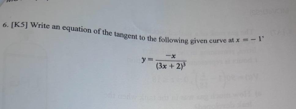 Solved [K5] ﻿Write an equation of the tangent to the | Chegg.com